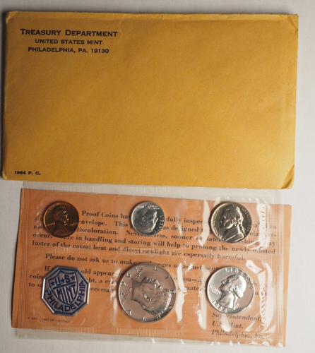 1964 Silver Proof Set - Flat Pack 5 Coin Set - FREE SHIPPING! - FP152 ...