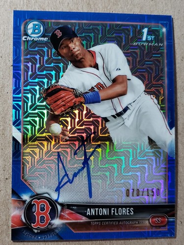 2018 Bowman Chrome Blue Mojo Refractor Antoni Flores Auto /150 Red Sox ...