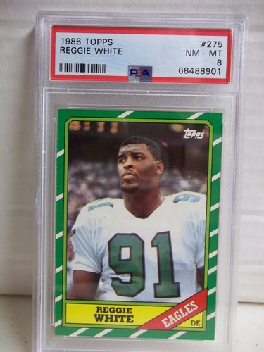 1986 Topps Reggie White RC PSA NM-MT 8 Card #275 HOF NFL Philadelphia ...