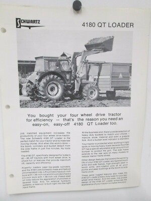 Schwartz 4180 QT Loader Sales Brochure Specifications 40-85 HP Tractor ...