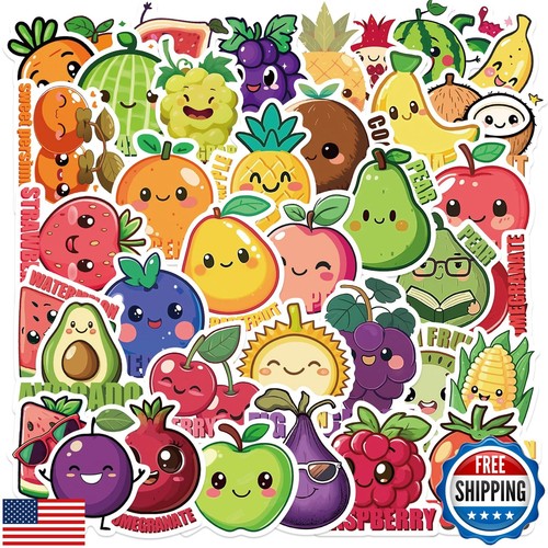 Cartoon Fruits Stickers, 50PCs Pack Cute Vegetable Stickers for Laptop ...