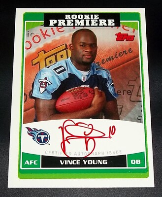 Vince Young Auto Rc 2006 Topps Rookie Premiere Red Signed Autograph (W ...