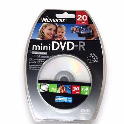 Memorex MINI DVD-R 1.4 GB 30 Min Single Sided 20 Pack New Sealed | eBay