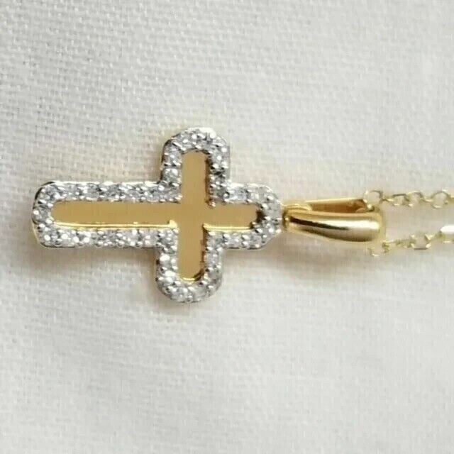 2Ct Round Cut Lab Created Diamond Cross Pendant Solid 14k Yellow Gold ...