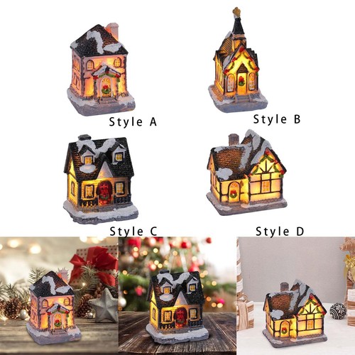 Christmas Snow Light up House Xmas Miniature Illuminated Table ...