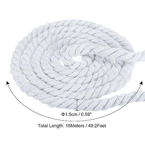 5/8 Inch x 49 Feet Natural Twisted Cotton Rope 3 Strand Tug of War Rope ...
