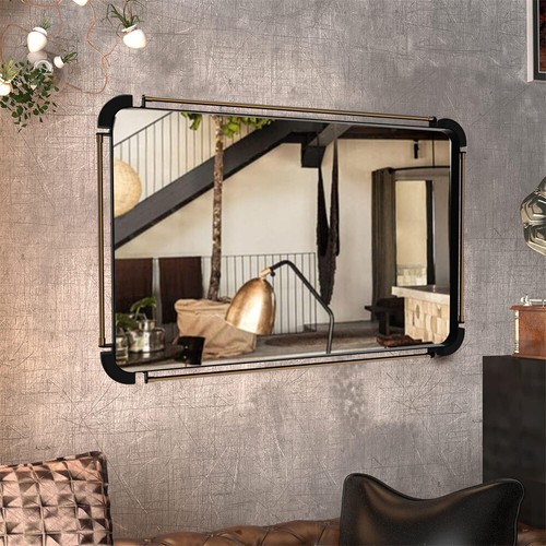 Rustic Industrial Rectangular Wall Decor Mirror HD Float Glass Vanity ...