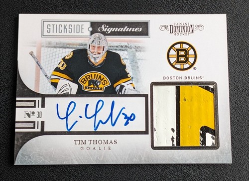 2011 Panini Dominion Tim Thomas #12 Stickside Signatures GU Stick /50 ...