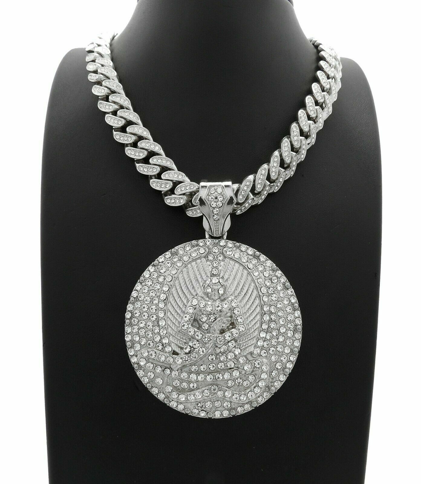 2PAC EUPHANASIA PENDANT SILVER ICED DIAMOND CUBAN LINK CHAIN NECKLACE ...