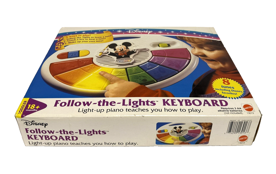 Vintage Mattel Disney Mickey Mouse 1995 Follow-the-Lights Keyboard New ...