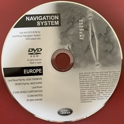 LAND ROVER LANDROVER SAT NAV DISC 2007 EUROPE SAT-NAV DVD 6G92-10E898 ...