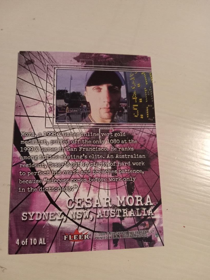 Cesar Mora 2000 Fleer Adrenaline Trading Card The A List Inline Skating ...