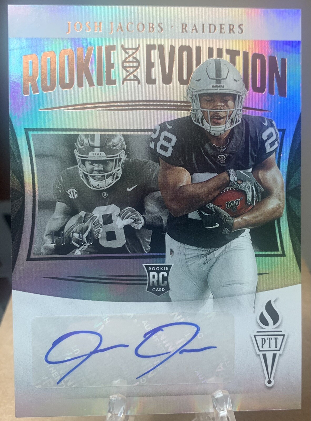 Josh Jacobs Auto 18/99 Rookie Evolution 2019 Panini Passing The Torch ...