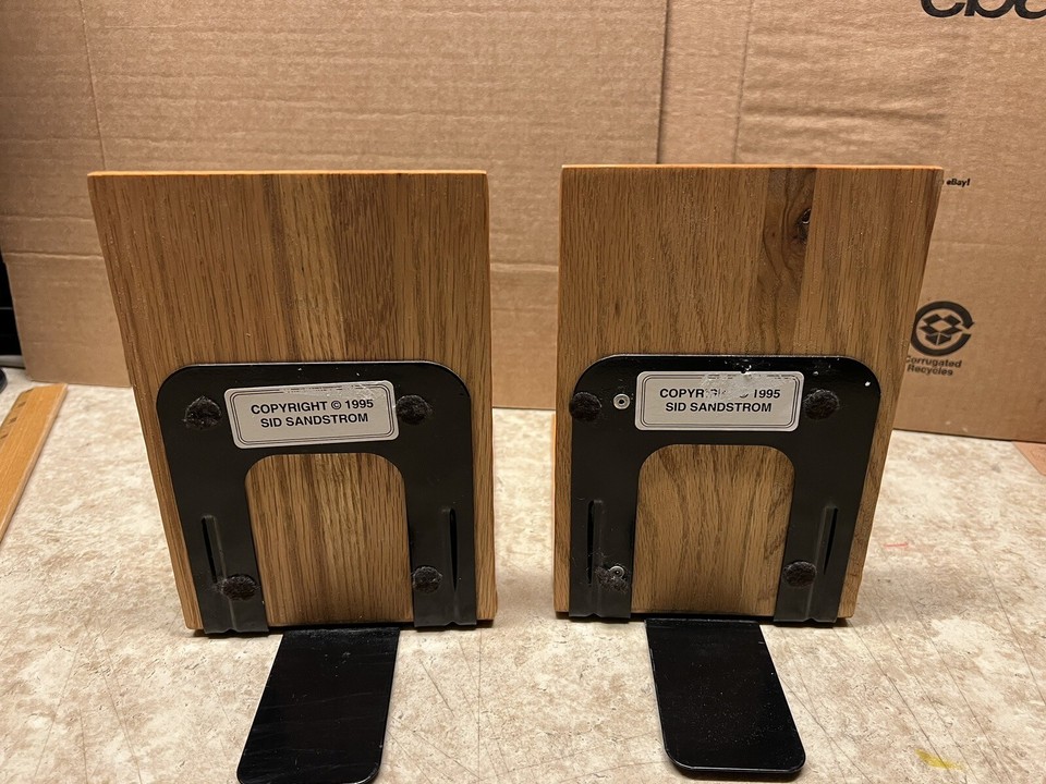 PAIR (2) MORMON LDS GOLD PLATES LIAHONA BRASS OAK WOODEN BOOKENDS SID ...