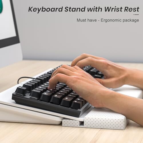 Acrylic Computer Keyboard Stand with Whiteboard With Markers + White ...