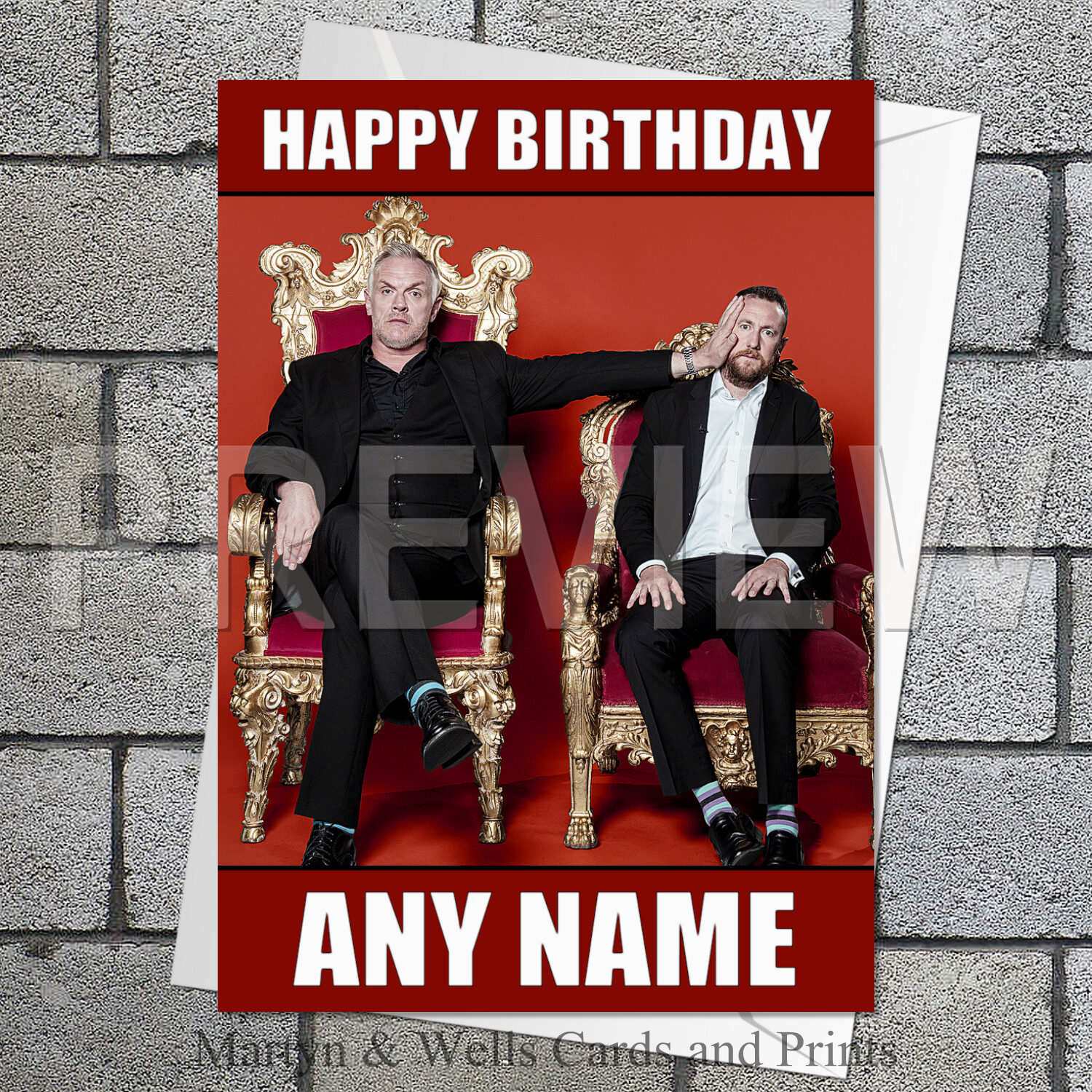 Taskmaster birthday card. 5x7 inches. Personalised, plus envelope. Greg ...