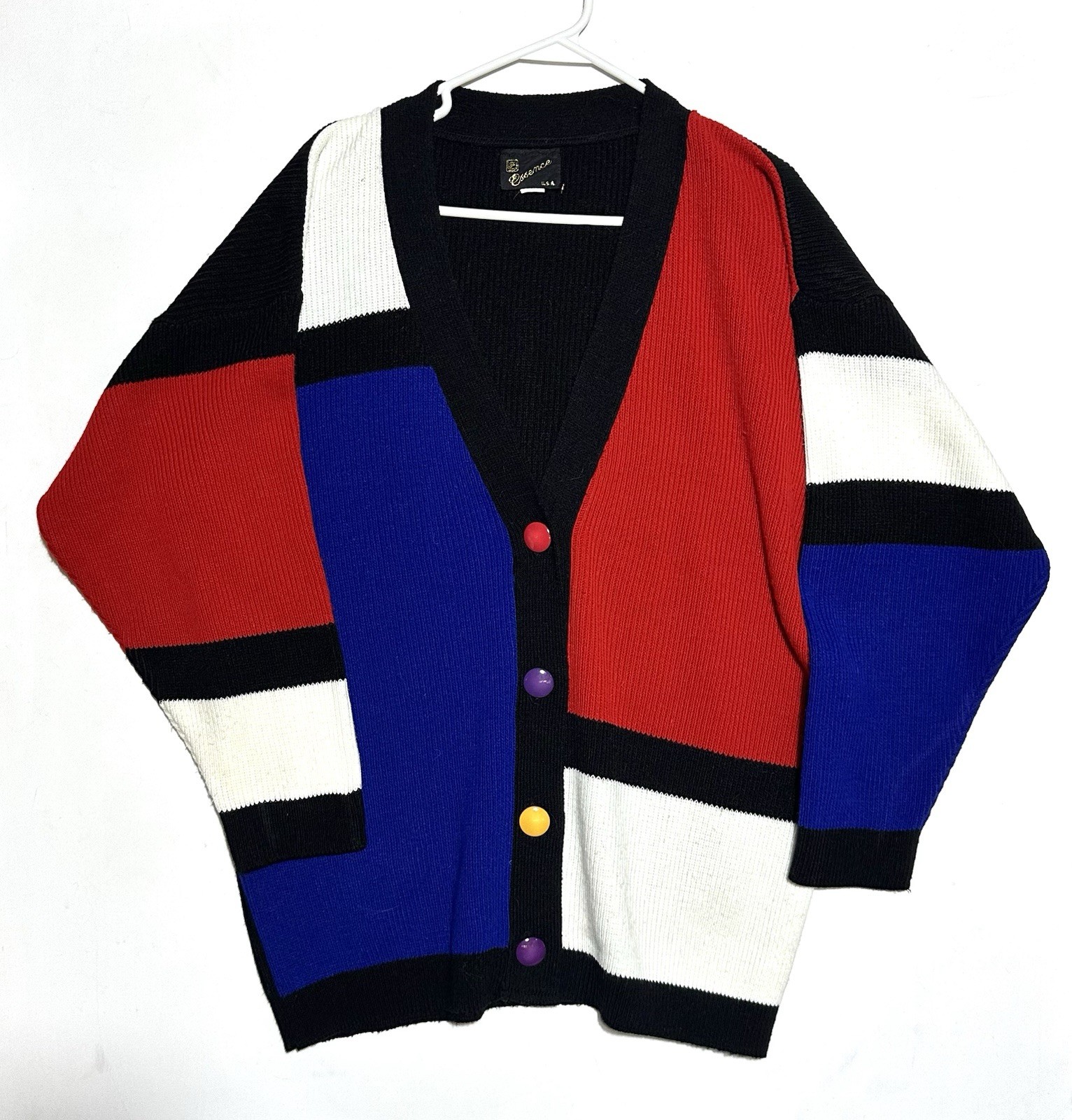 Vintage 80s Mondrian Inspired Cardigan Sweater - Gem
