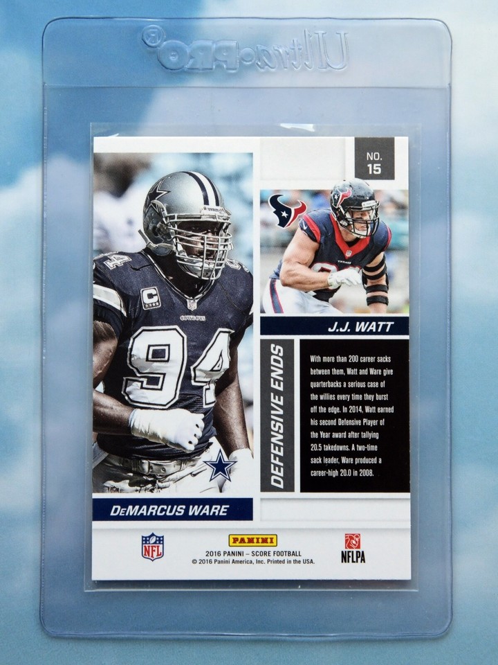 2016 Score Reflections JJ Watt, DeMarcus Ware Card. Texans, Cowboys ...