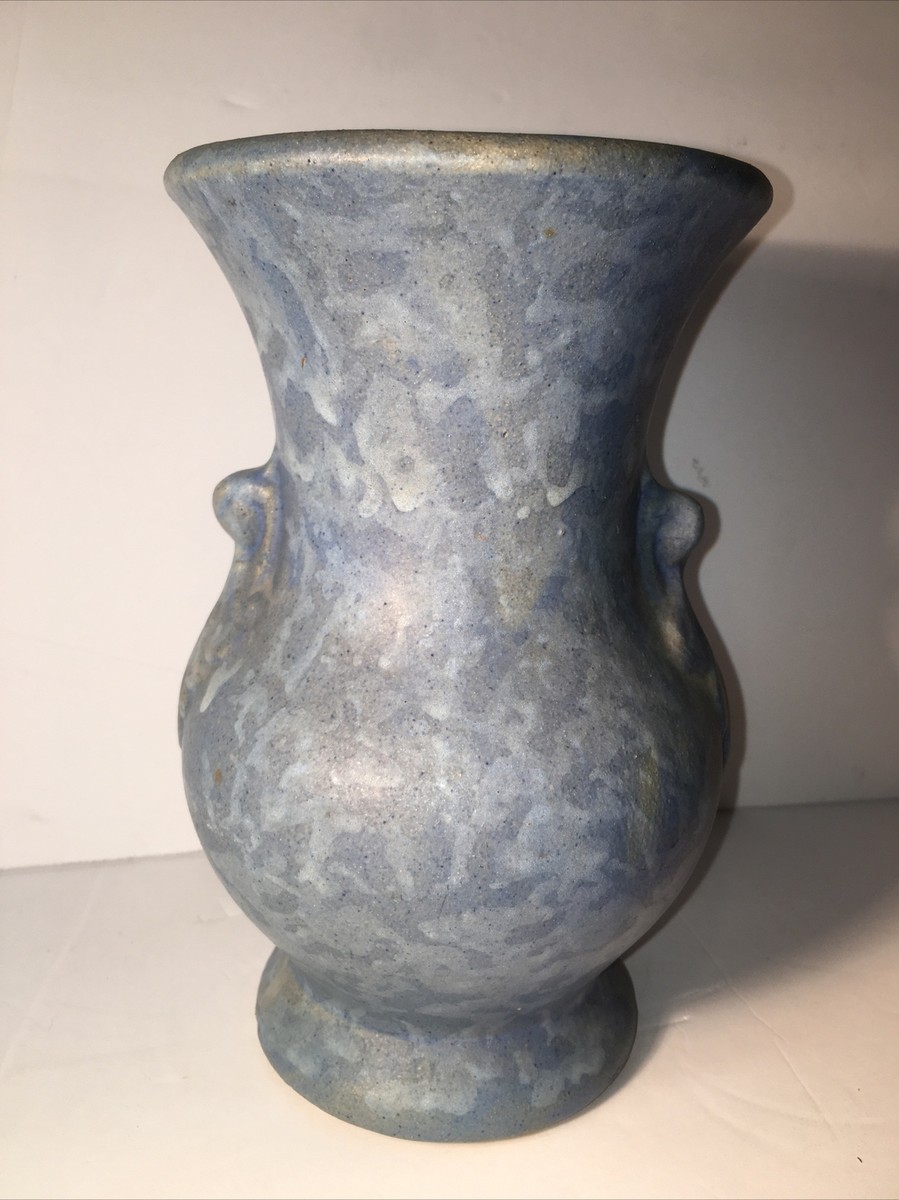 Unique Old Brush Mccoy Pottery Blue Handled Art Pottery Antique