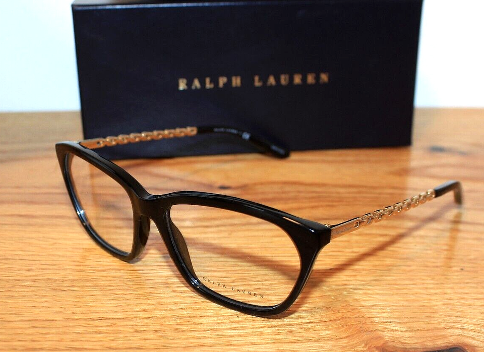 RALPH LAUREN Women's Black w/Gold Chain Link EYEGLASSES Frames 6185, 55 ...