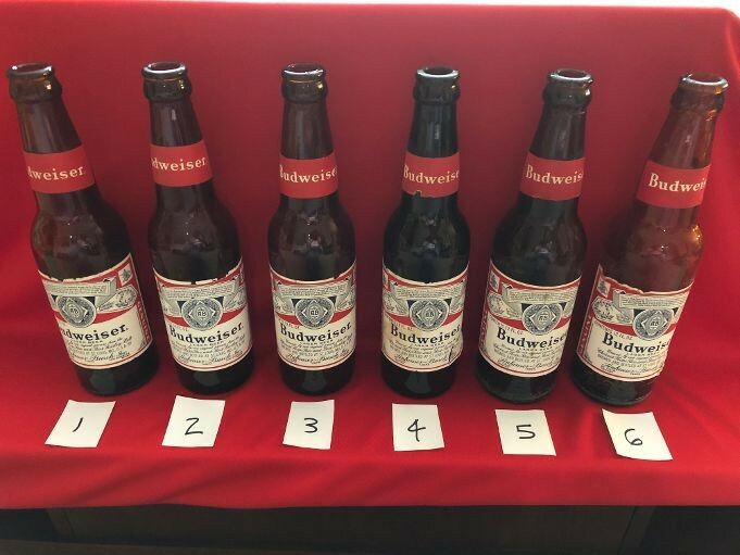 Vintage 12 oz Brown Budweiser Beer Bottles EMPTY Anheuser Busch Paper ...