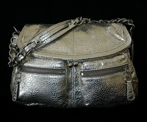 NWT Coach Bleecker Street Shiny Metallic Platinum Framed Hobo Tote Bag ...