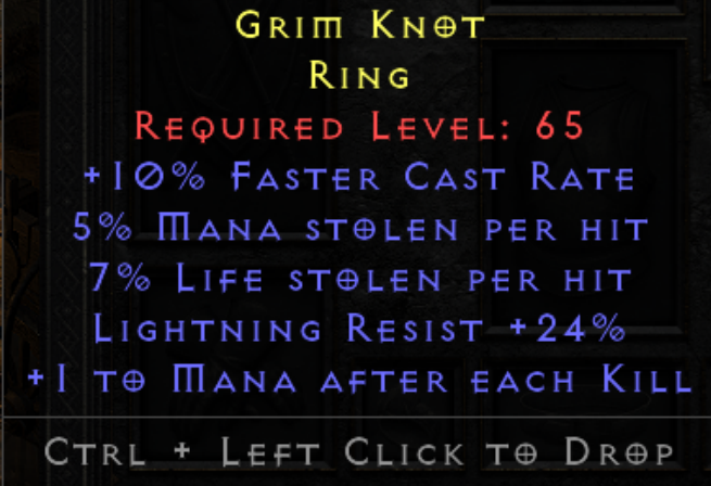 D2r rare ring fcr ring 10fcr 5ml 7ll 24lr 1ek dual leeching ring--non ...