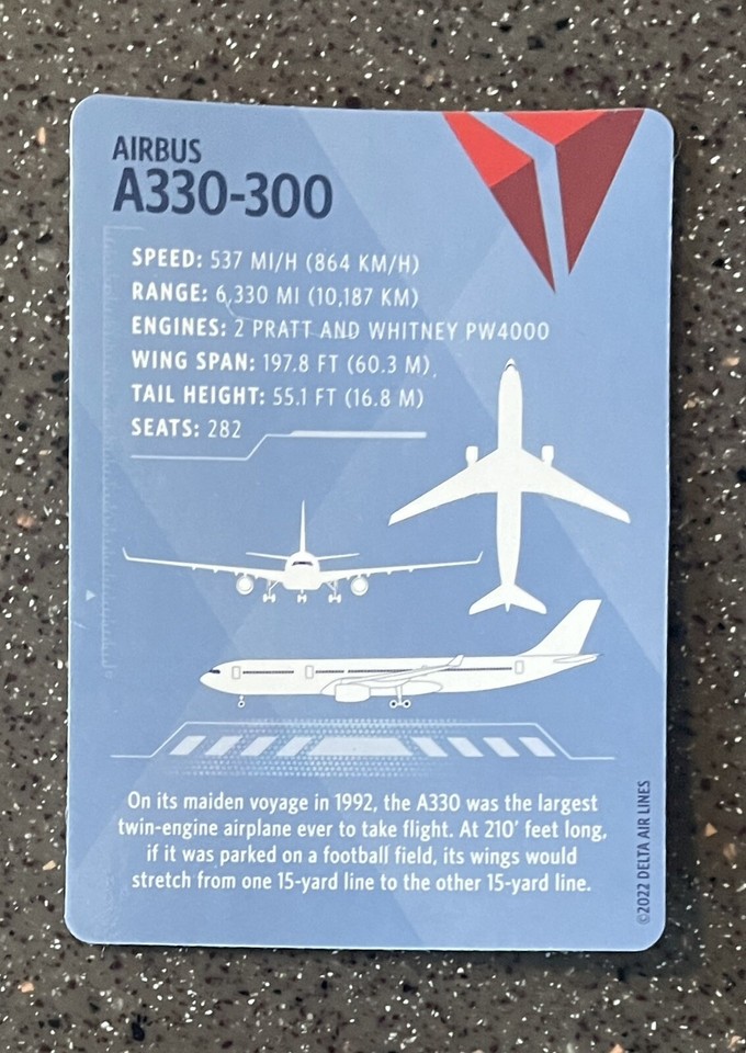 Delta Air Lines Pilot Trading Card from 2022, No. 59 Airbus A330-300 | eBay