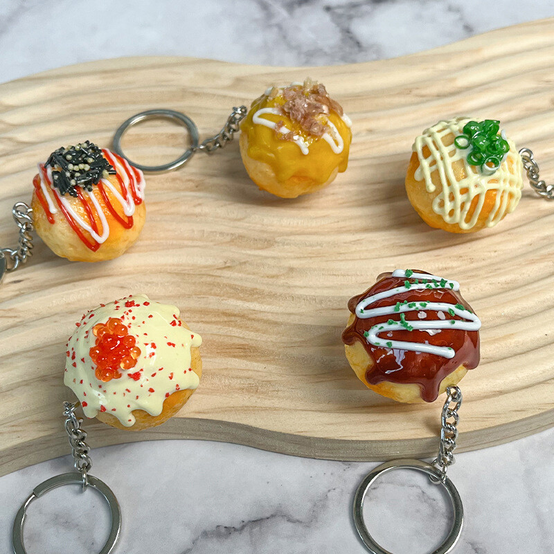 Imitation Octopus Balls Food Keychain Pend-ou | eBay