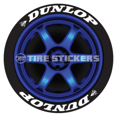 DUNLOP TIRE STICKERS - 1.25" For 14" 15" 16" Wheels (8 Decals) - White ...