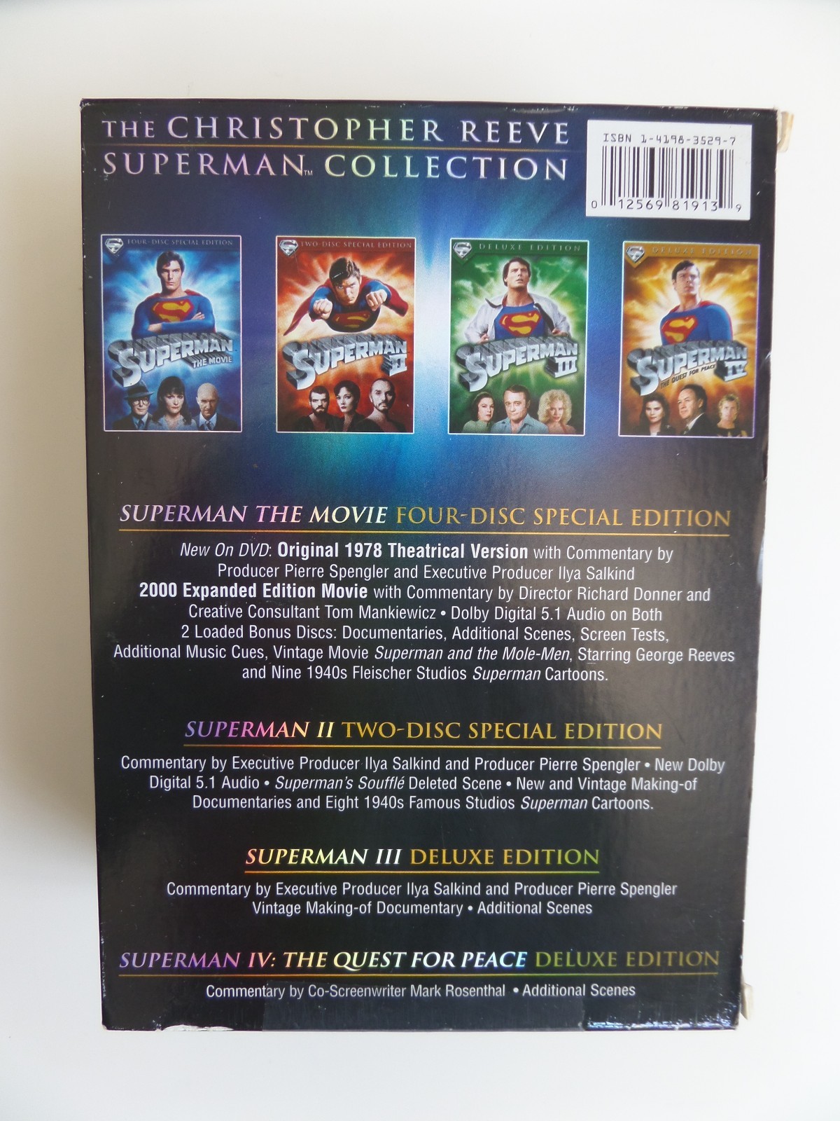 The Christopher Reeve Superman Collection 8-Disc Set Clear Case DC ...
