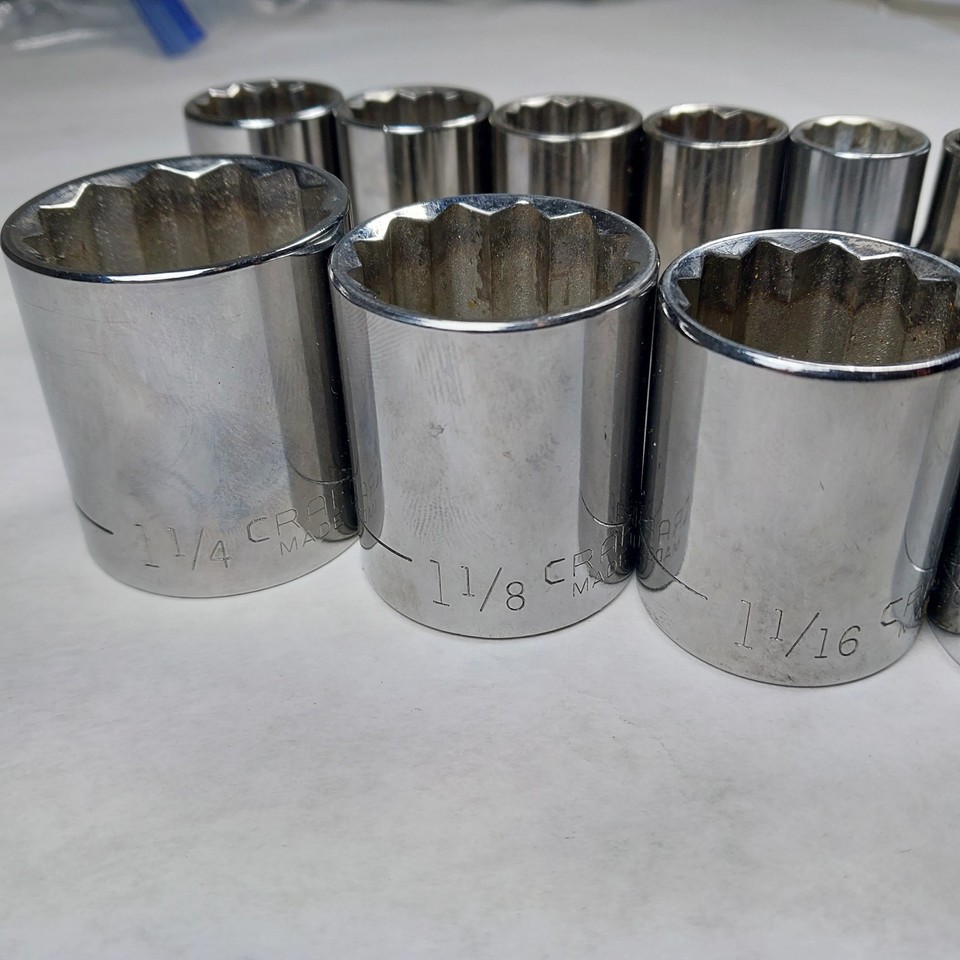 Craftsman 13 Piece 1/2" Dr Standard 12 Pt Socket Set 1-1/4" to 7/16" -G ...