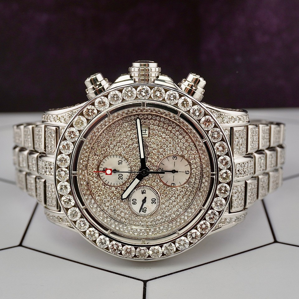 Breitling Super Avenger 48mm 20ct Iced out Diamonds Steel Mens Watch ...
