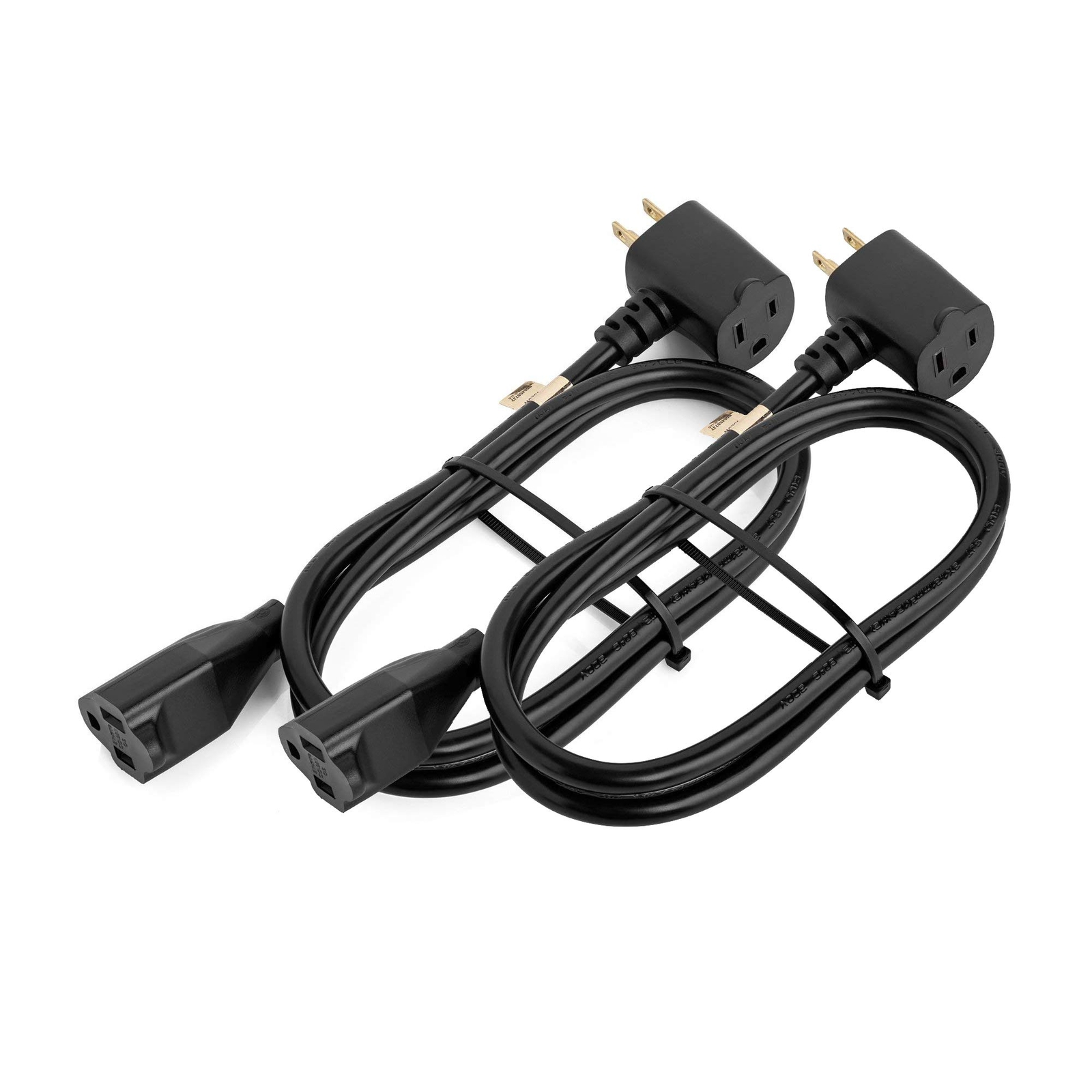 3FT Angled Extension Cord 2-Outlet Piggyback Black UL Certified | eBay