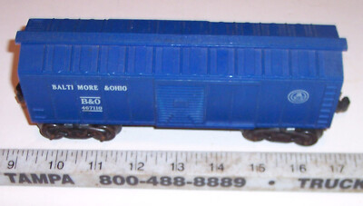 VINTAGE 1950s MARX 8-WHEEL BALTIMORE & OHIO 467100 BLUE BOX CAR IN O-27 ...