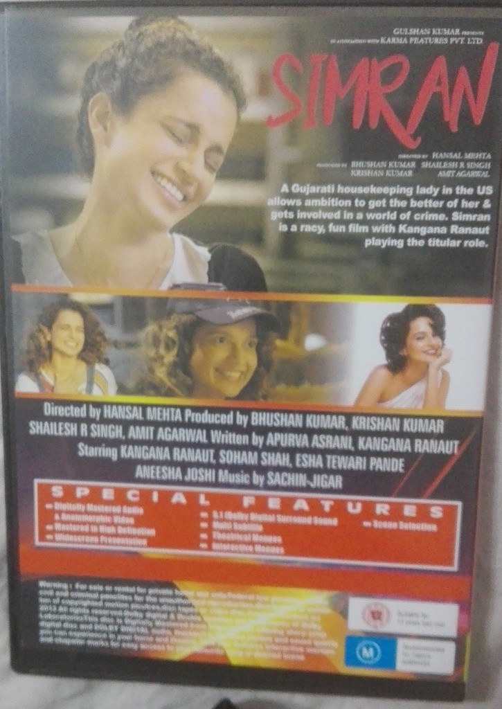 SIMRAN HINDI BOLLYWOOD MOVIE(2017)DVD HIGH QUALITY PICTURE&SOUNDS KANGANA RANAUT | eBay