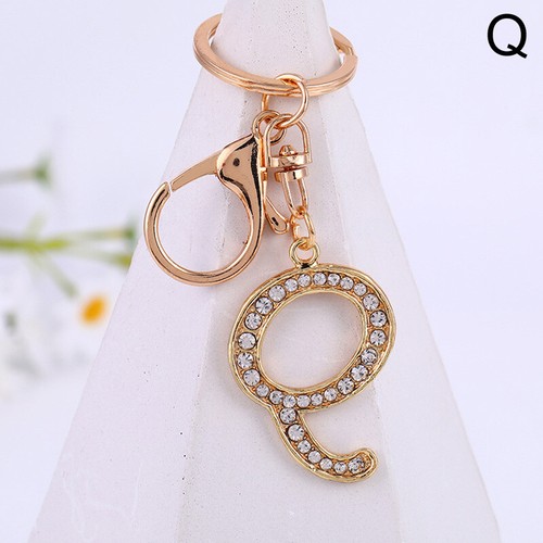 Rhinestone Initial Letter Key Ring Holder Alphabet Women Bag Pendant ...