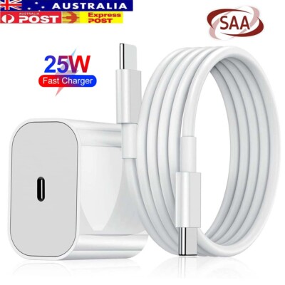 25W Super Fast Wall Charger w/Type-C Cable 2M For iPhone 15 Pro Max 15 ...