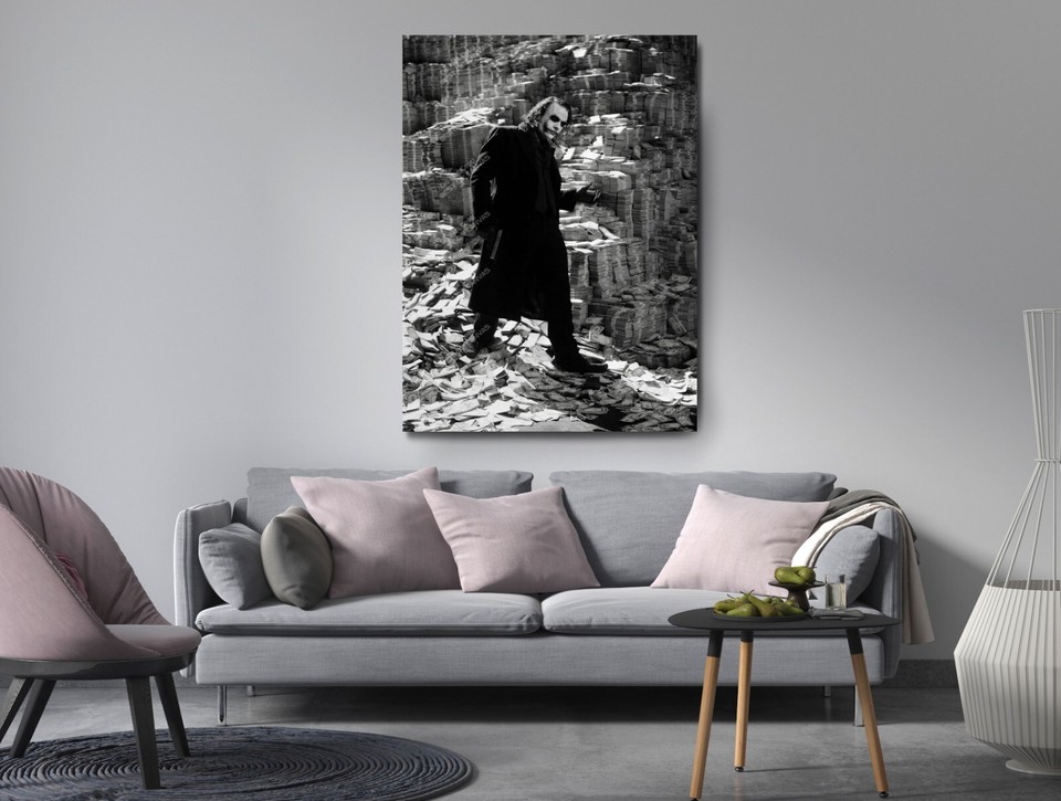 The Dark Knight Joker Burning Money Poster Canvas Print Art Home Décor ...