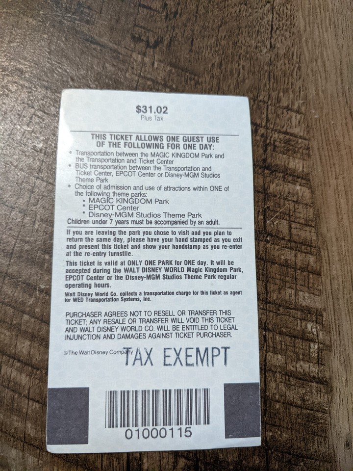 Walt Disney World One Park One Day Ticket Florida Resident September ...