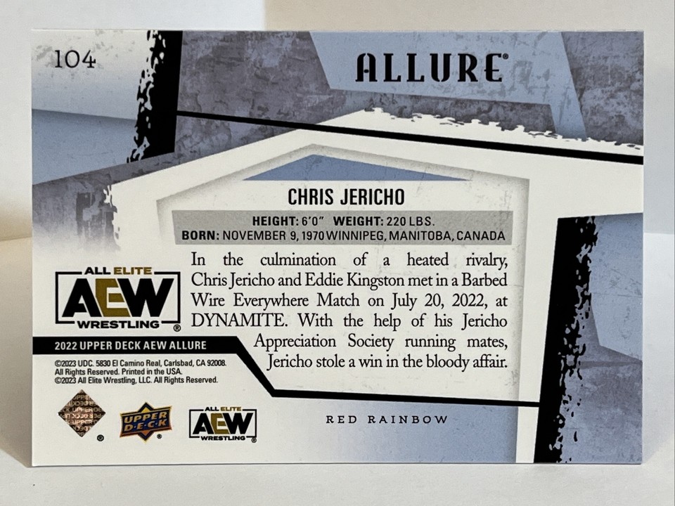 Chris Jericho 2022 AEW Allure Wrestling Red Rainbow #104 SSP | eBay