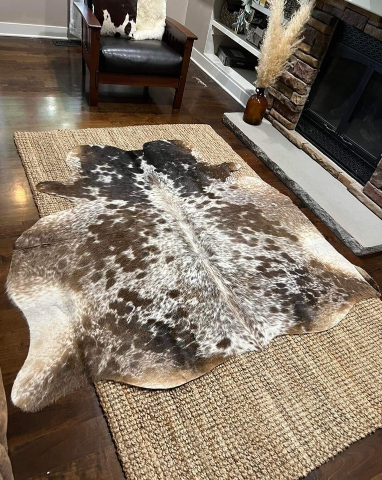 NEW REAL 100% COWHIDE RUGS TRICOLOR AUSTRALIAN COWS FUR SKINS CARPET ...