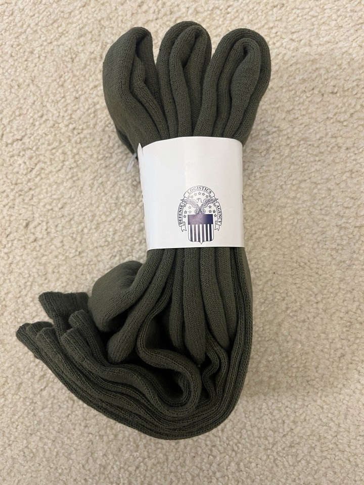 USGI OD Green Anti-Microbial Socks 3-PAIRS DLA Boot Socks Size Large ...