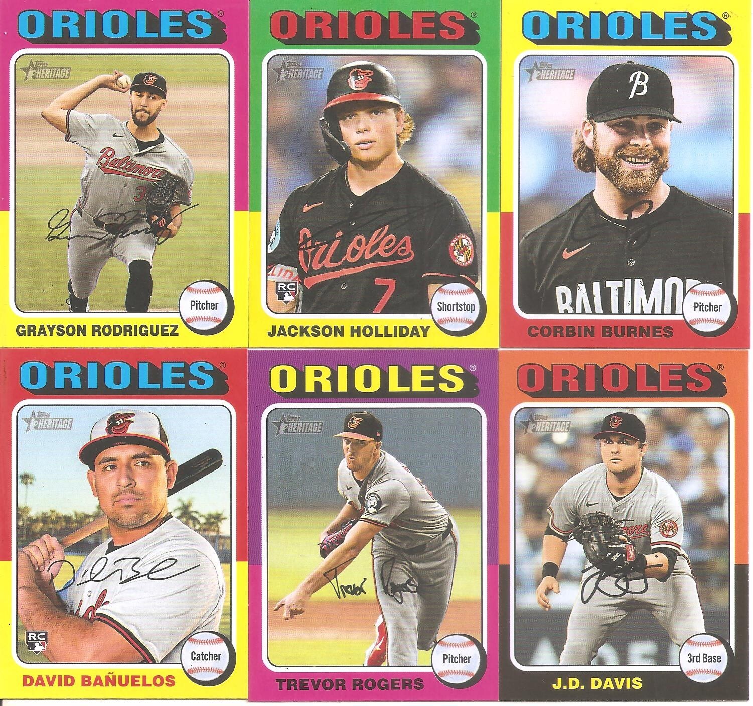 BALTIMORE ORIOLES 2024 HERITAGE COMPLETE Base TEAM SET w/ HIGH #'s ...
