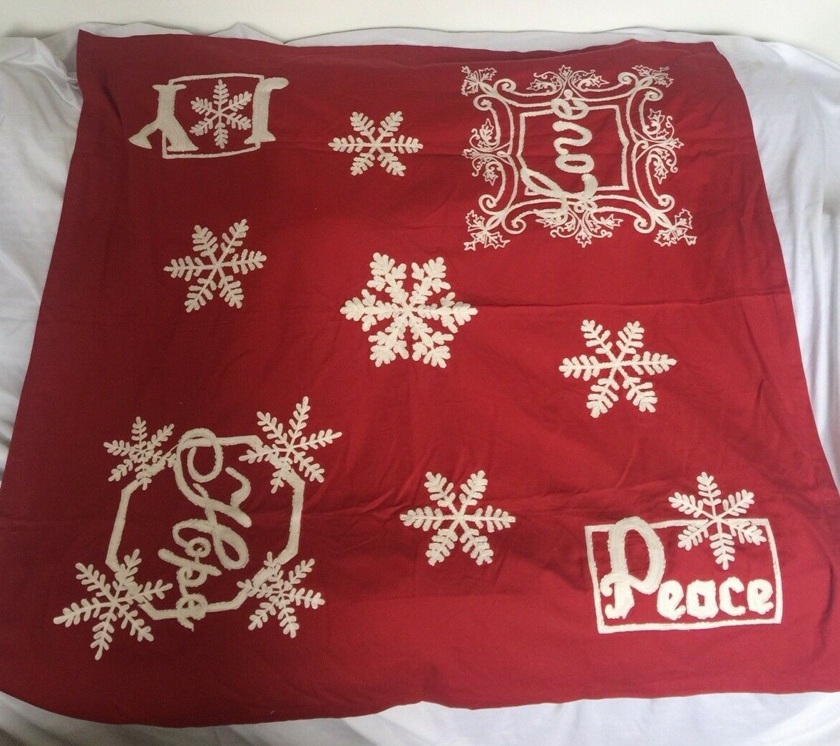 Pottery Barn JOY, HOPE, PEACE & LOVE TABLE THROW Holiday NWOT | eBay