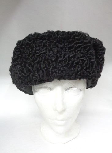REFURBISHED NEW BLACK ASTRAKHAN LAMB FUR RUSSIAN STYLE HAT MEN MAN SIZE ...