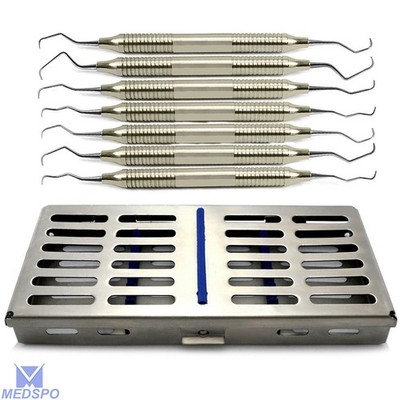 Dental Surgical Gracey Curettes Set of 7 With Cassettes Periodontal ...