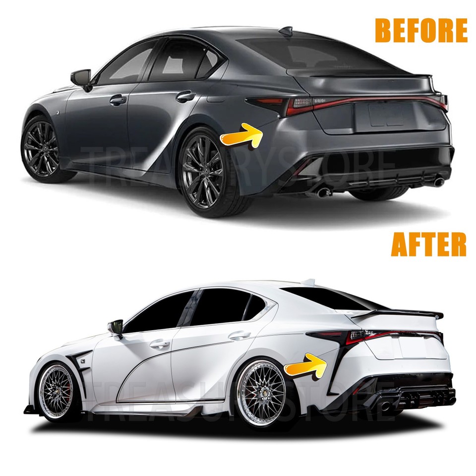For Lexus IS300 IS350 F-Sport 21-2026 Gloss Black Rear Spoiler Canards ...