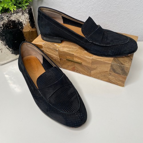 Corso Como Black Suede Leather Perforated Loafers Slip On Shoes Size 9. ...