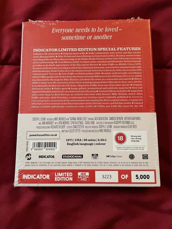 Carnal Knowledge 4K UHD Blu Ray SEALED Indicator Limited Edition Mike Nichols | eBay